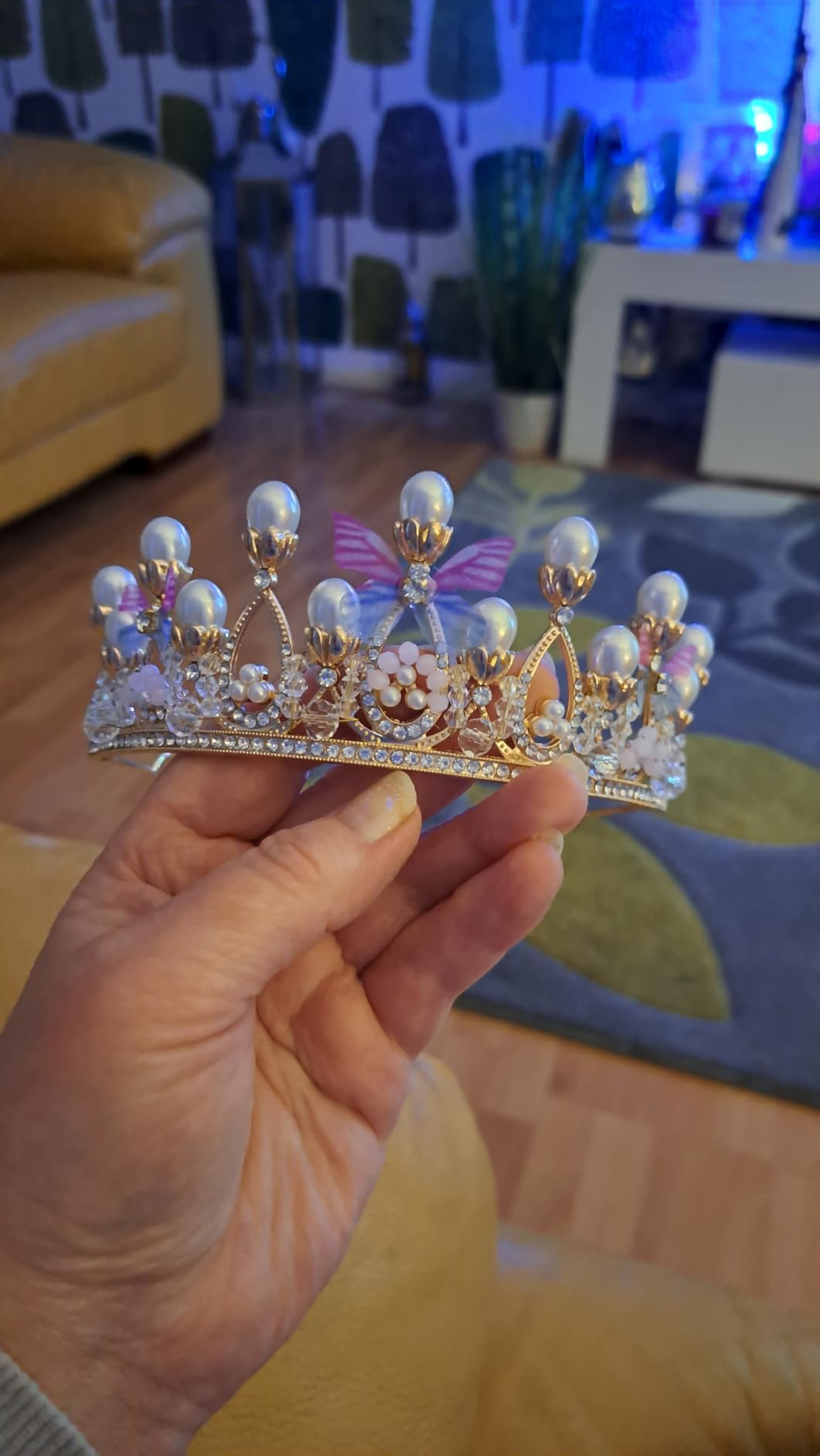 Tiaras for Girls Crystal Tiara Pearl Princess Crown for Girls Handmade ...