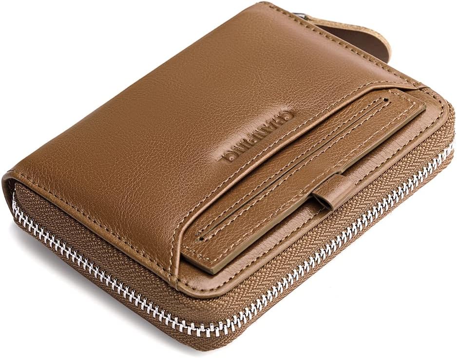Amazon.com: CHANPINCL Mens Genuine Leather Zipper Wallet RFID Secure ...