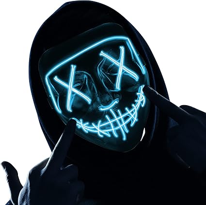 Halloween LED Mask Purge Mask Light Up Scary Mask EL Wire LED Hacker ...