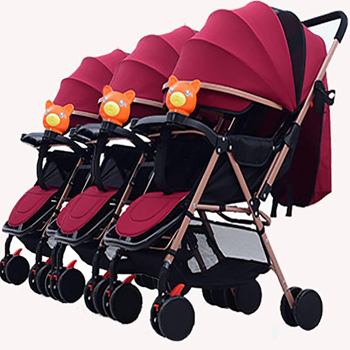 YANANCCE Three-Person Stroller, Detachable, Sitable, Foldable Trolley ...