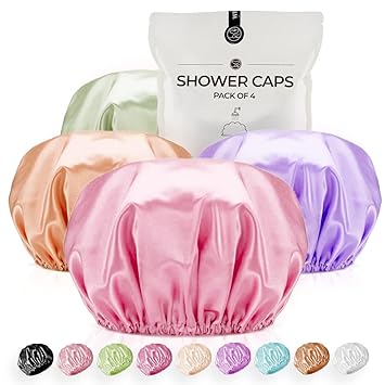 Amazon.com : Shower Cap for Women Reusable Extra Large Shower Caps for ...