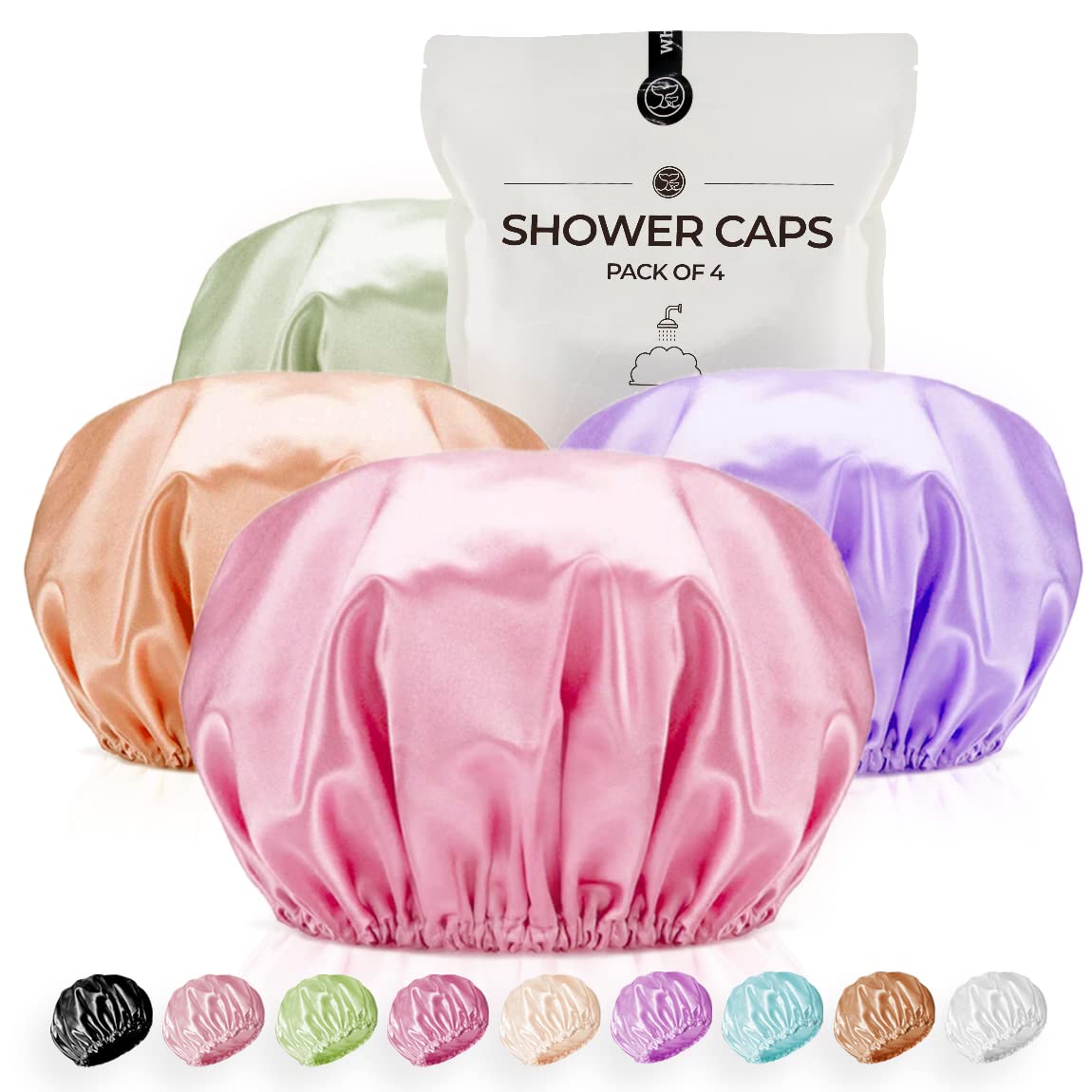 Amazon.com : Shower Cap for Women Reusable Extra Large Shower Caps for ...
