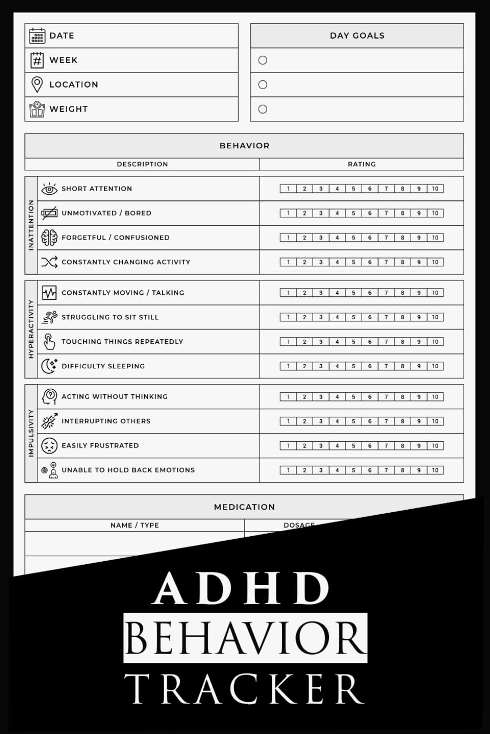 ADHD Behavior Tracker: ADHD Behavior Tracking Journal | ADHD Weekly And ...