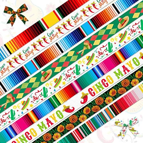 Amazon.com: Hying 9 PCS Mexican Fiesta Ribbons, 3/8" Width Cinco de ...