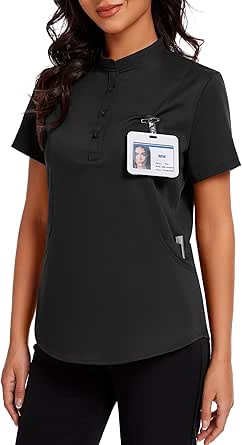 Amazon.com: Tisfeer Scrubs for Women Short Sleeve Button Down Scrub ...
