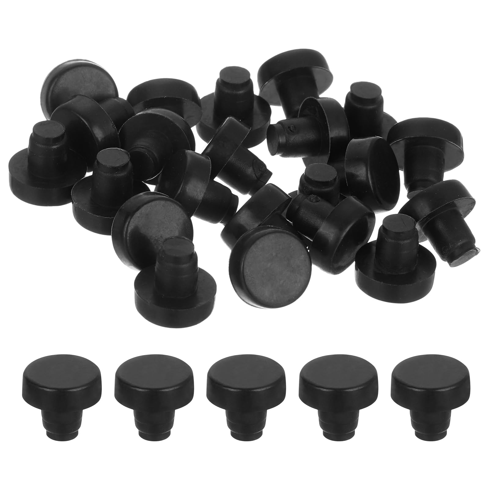uxcell 50Pcs Glass Table Top Bumpers with Stem, Black Rubber Push in ...
