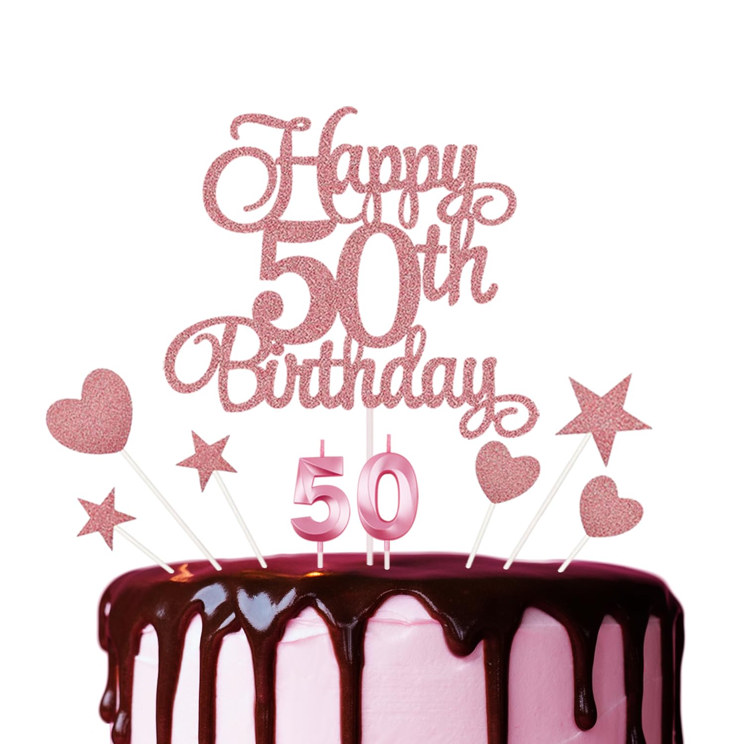 Amazon.com: 50th Happy Birthday Cake Decorations, 50th Birthday Candles ...