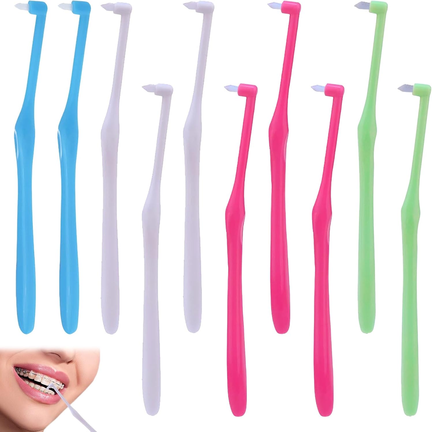 Interspace Toothbrush,10PCS Tuft Toothbrush,Soft Interspace ...