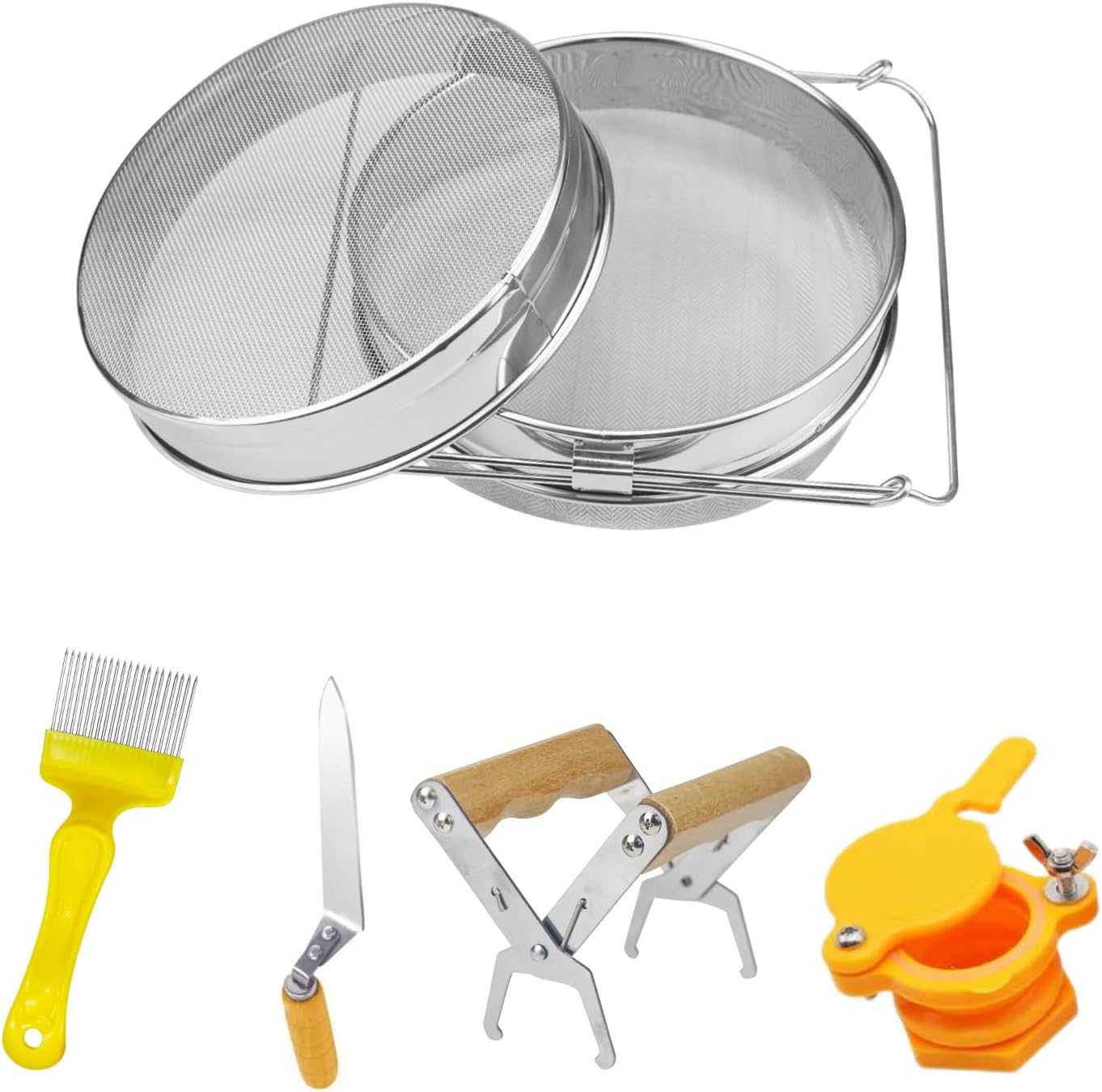 Amazon.com : Honey Harvesting Kit Set of 5, Double Sieve Honey Strainer ...