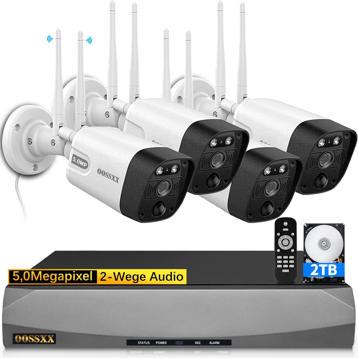 3K WLAN Überwachsungkamera Set, Kabellos Aussen Überwachungssystem 8 ...
