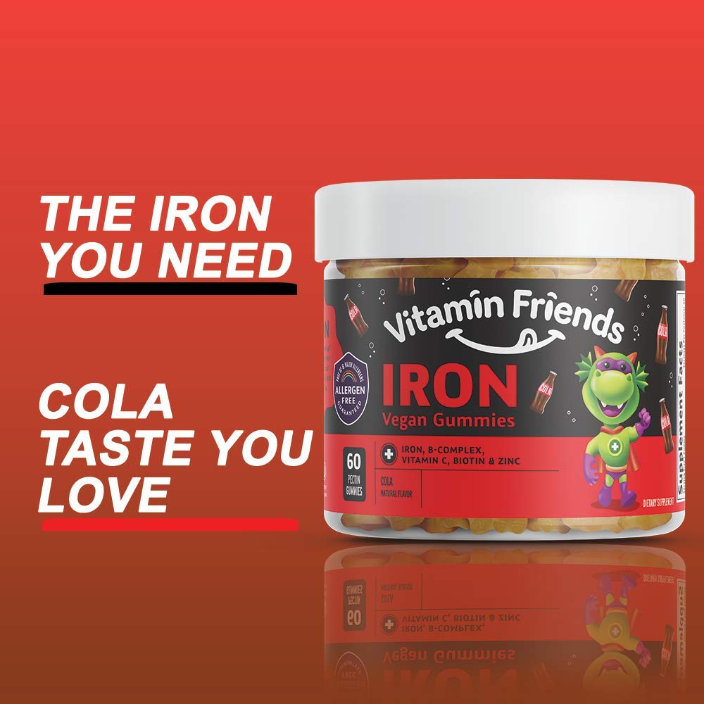 Buy Vitamin Friends New Cola Iron Multivitamin for Kids - Vegan (60 Day ...
