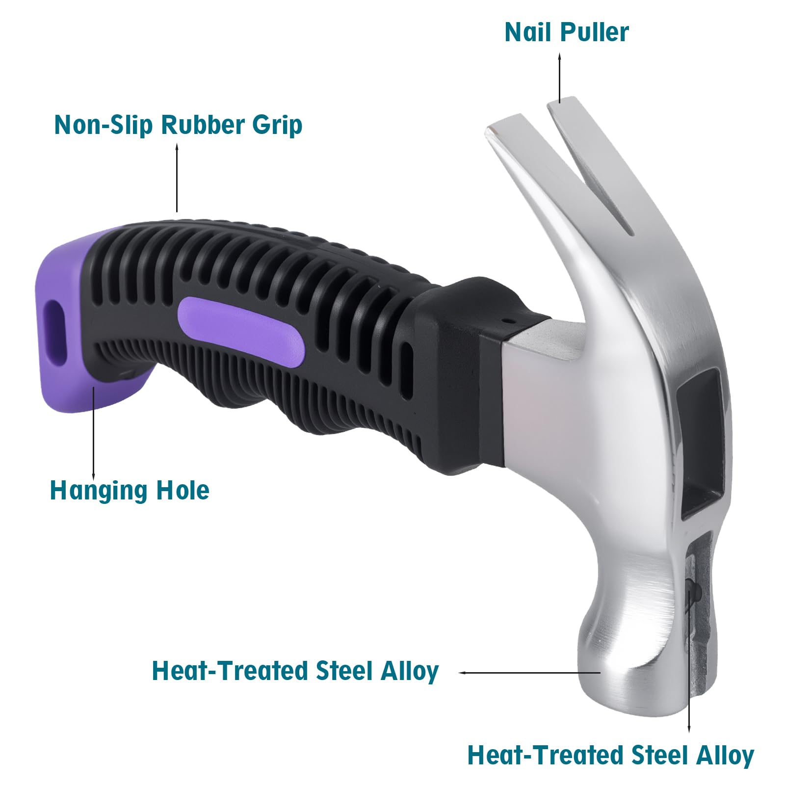 8oz Hammer Small Claw Hammer 8oz - With Magnetic Tip | Purple Camping ...