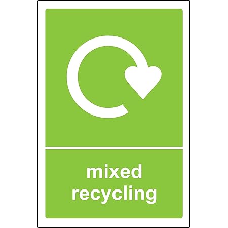 Mixed Recycling bin Sign/Sticker - Self Adhesive Vinyl 150mm x 100mm ...