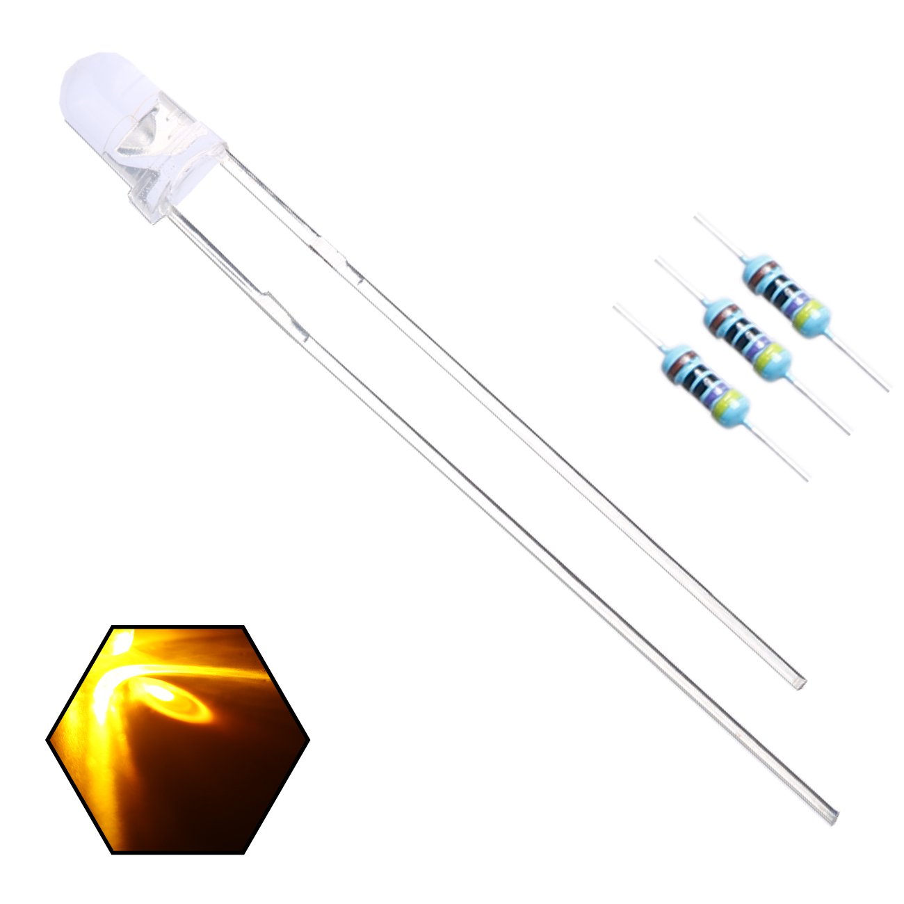 Amazon.com: EDGELEC 100pcs 3mm Yellow Blinking LED Diodes 1.5Hz Flash ...