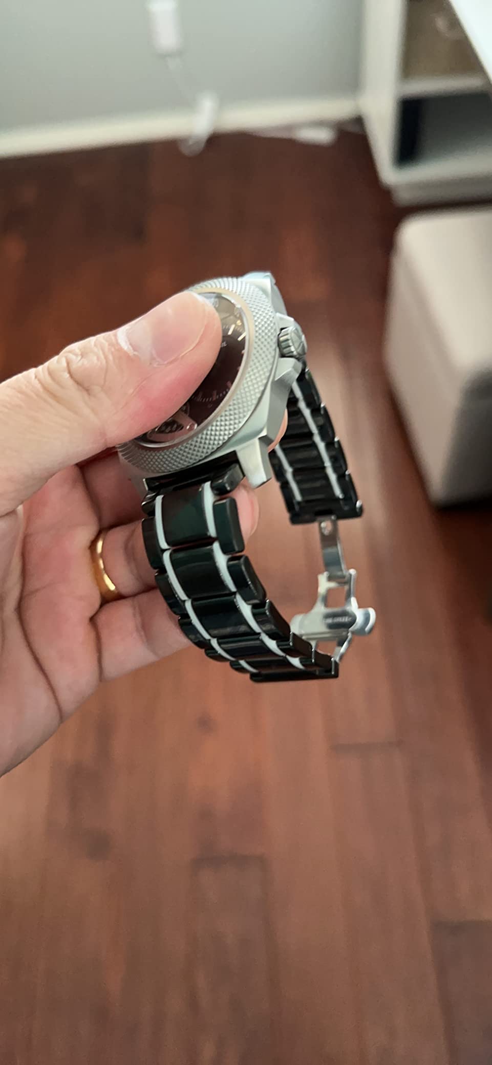 Amazon.com: Watchbands Pure Ceramic Black with White Watch Strap ...