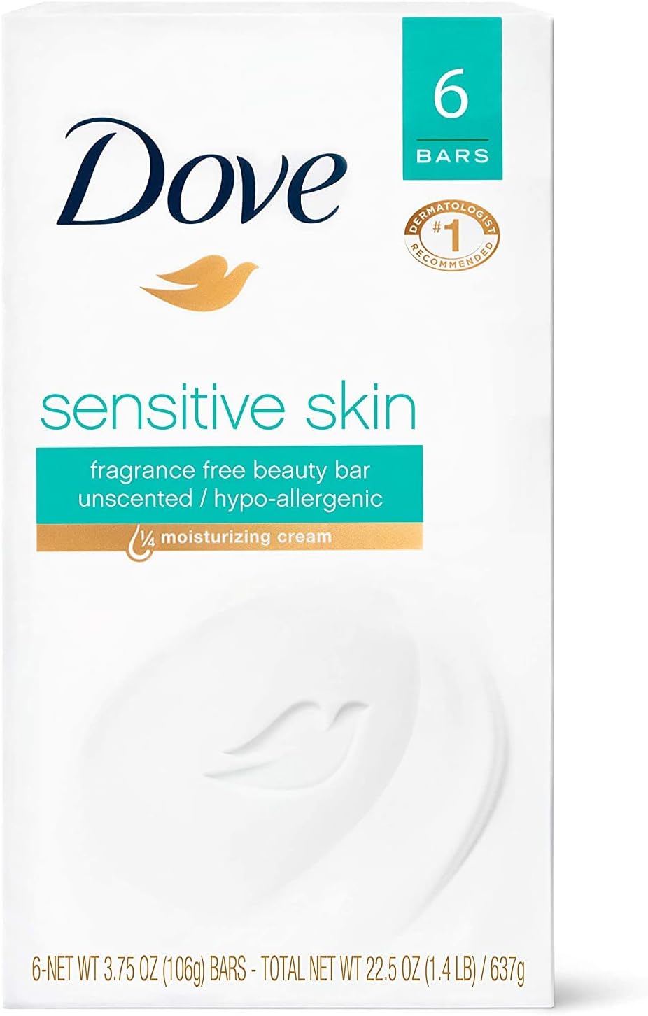 Amazon.com : Dove Bath Bars, Sensitive Skin, Unscented 6-4 oz (113 g ...
