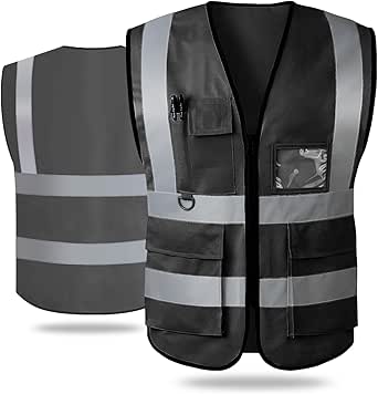 Safety Vest with Pockets Zipper for Women Men High Visibility ...