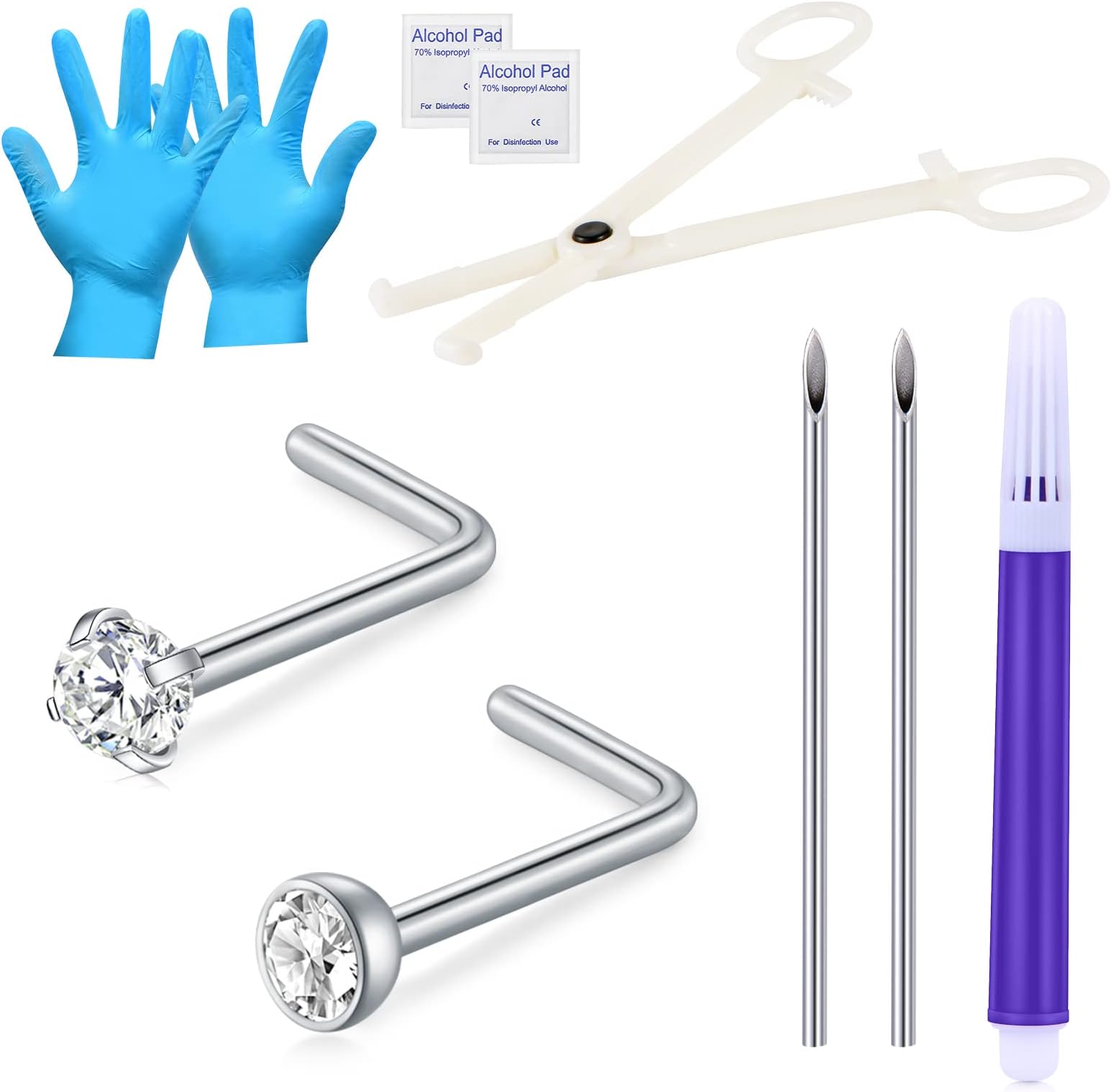 Amazon.com: prgislew Nose Piercing Gun - 2 Pack Nose Piercing Kit ...