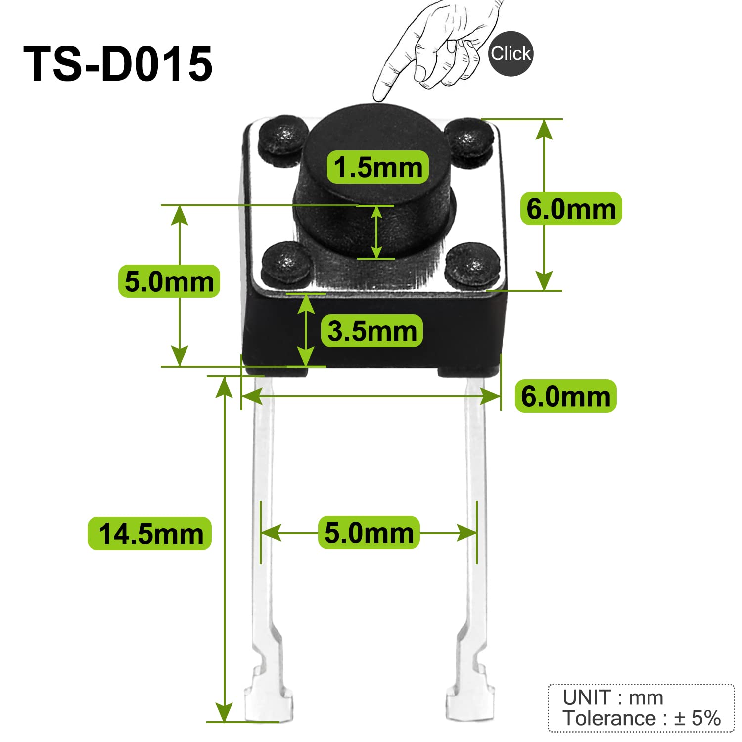 Snapklik.com : Chanzon Tactile Tact Push Button Switch 6x6x5mm Micro ...