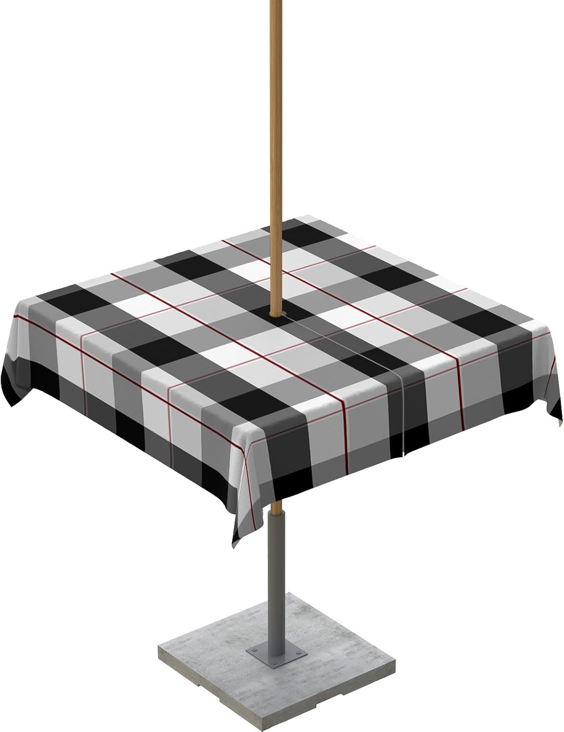 Amazon.com: Black White Outdoor Square Tablecloth with Umbrella Hole ...