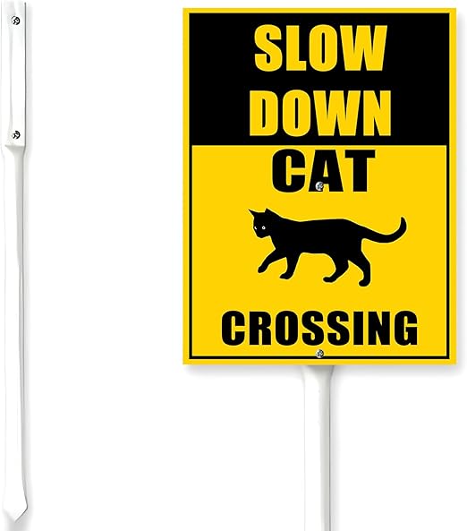 Amazon.com : Houseuse Cat Crossing Sign With Stake Slow Down Sign For ...