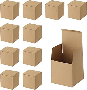Amazon.com: uxcell 25 Pcs Light Brown Gift Boxes, 3"x3"x3" Kraft Paper ...