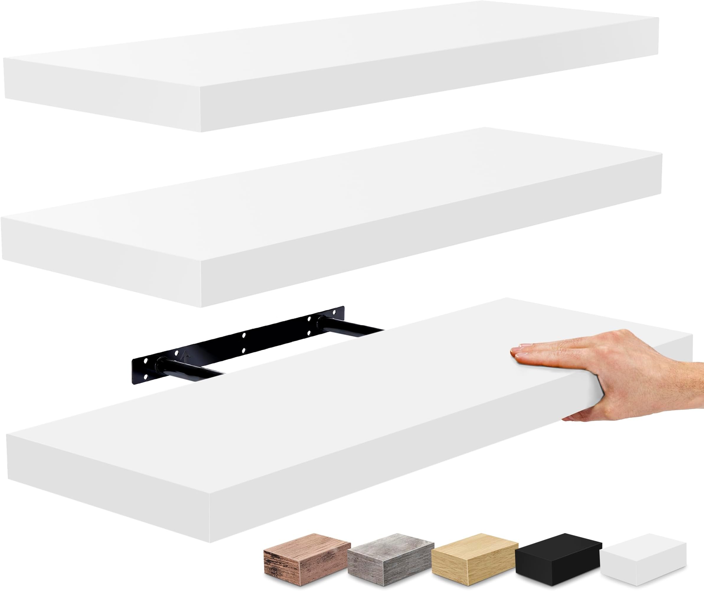 Amazon.com: Sivapleso Floating Shelves Set of 2, Modern White Floating ...