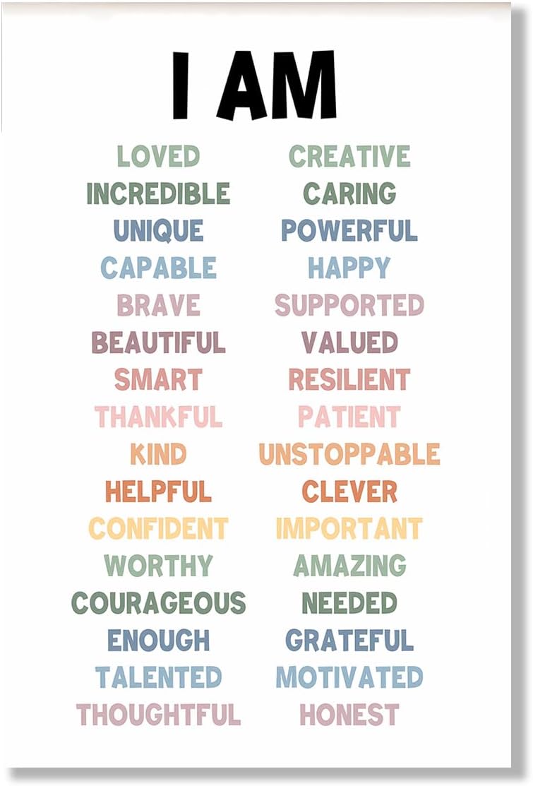 Amazon.com: Daily Positive Affirmation Poster Mental Health Decor ...
