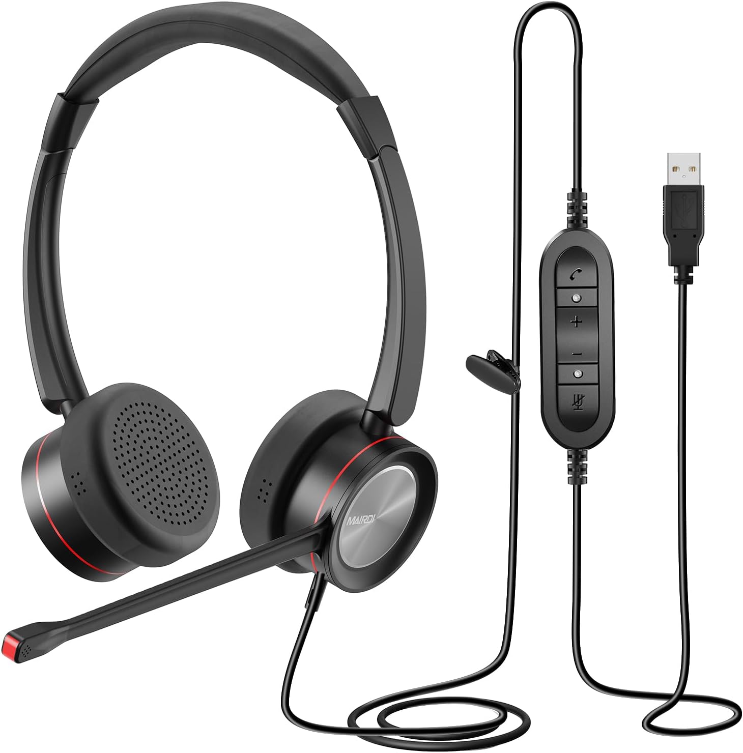 Amazon.com: MAIRDI PC Headset with Microphone Noise Canceling, USB ...