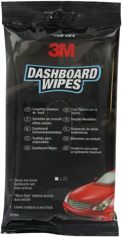 3M Car Dashboard Wipes Pack of 25 Cleans and Shines all Vinyl Surfaces ...