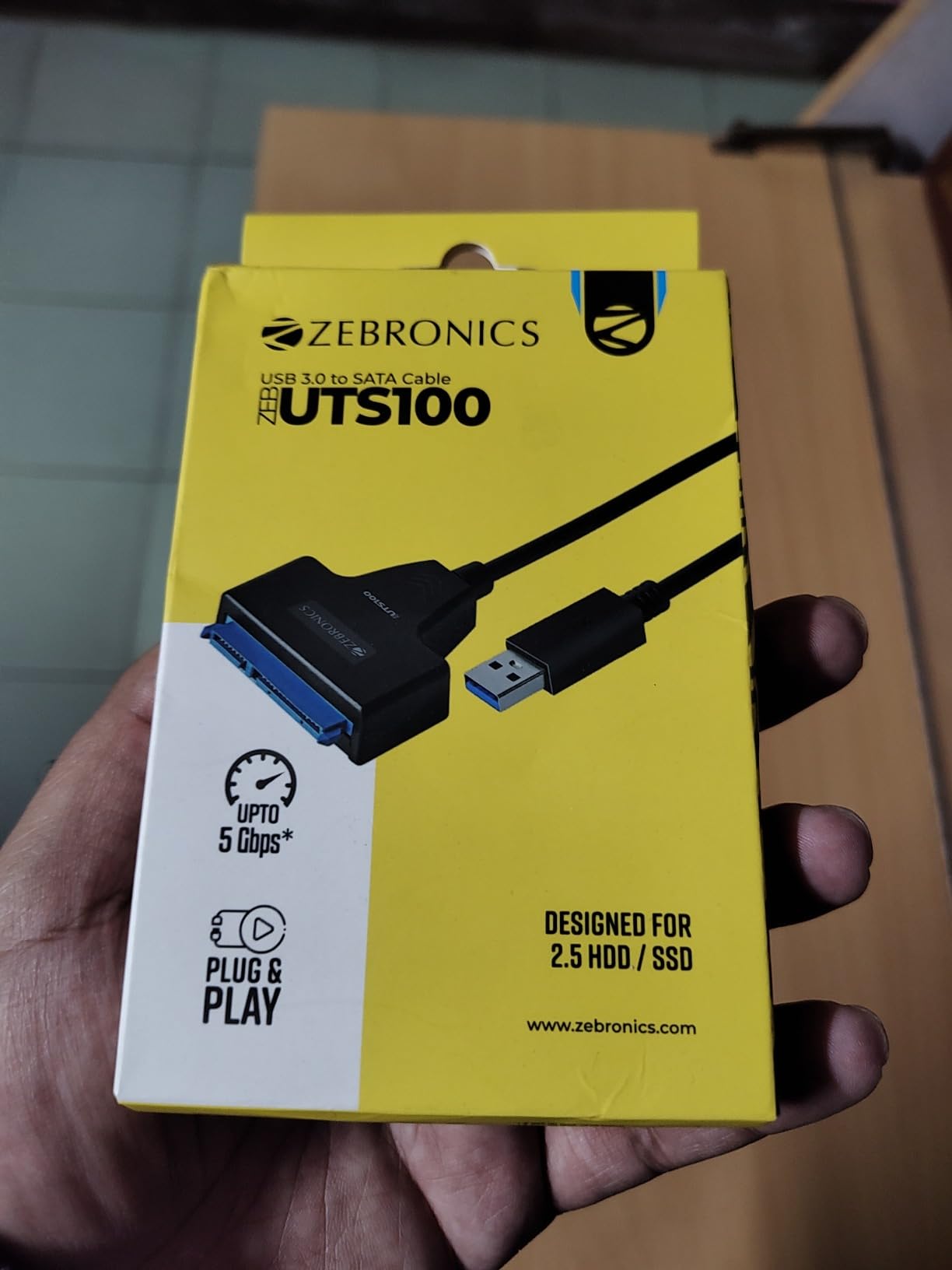 ZEBRONICS UTS100 USB 3.0 to SATA Adapter for 2.5 HDD/SSD with Plug ...