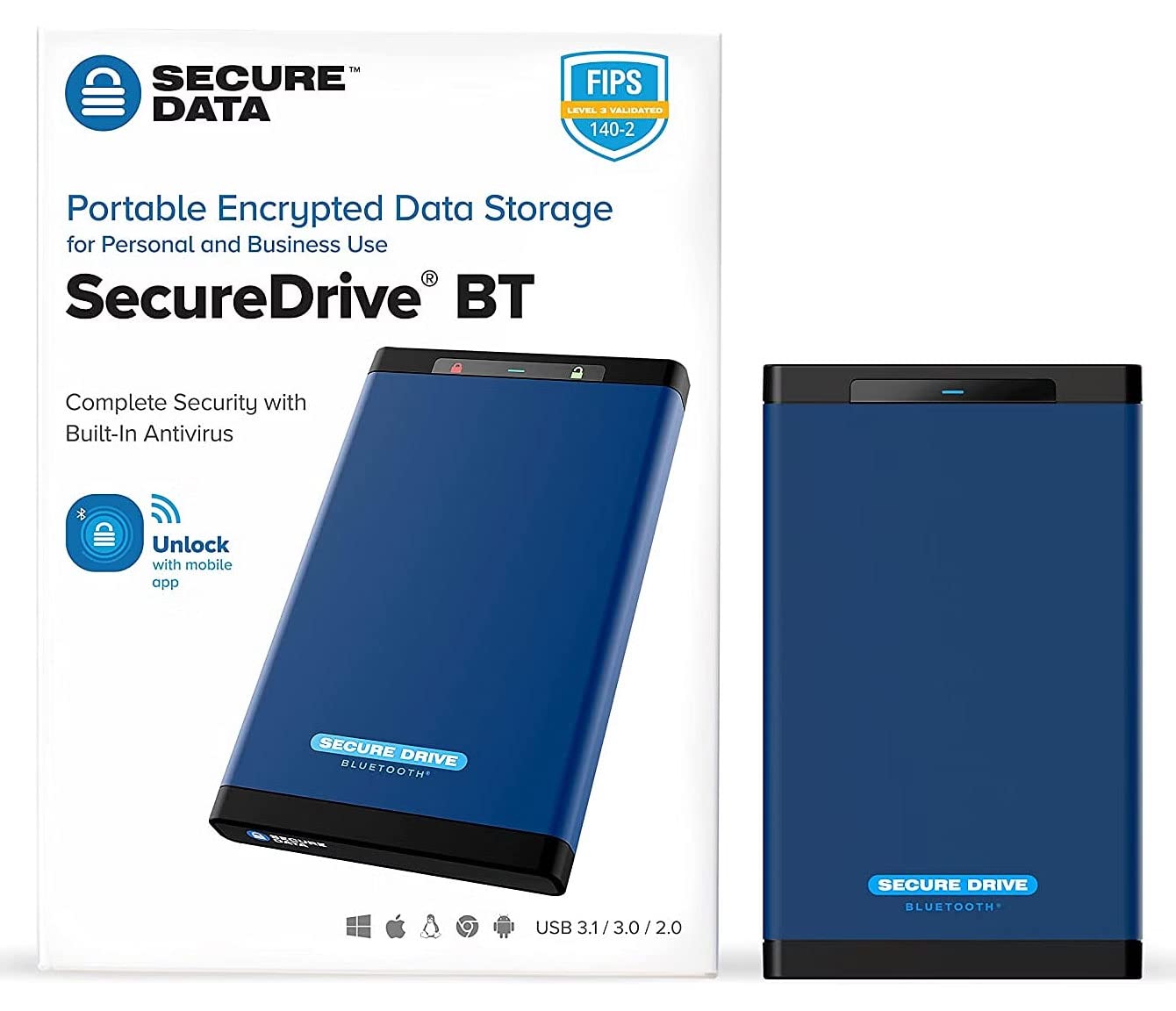 Concept Kart SecureData Secure Drive BT 500gb External USB Encrypted ...