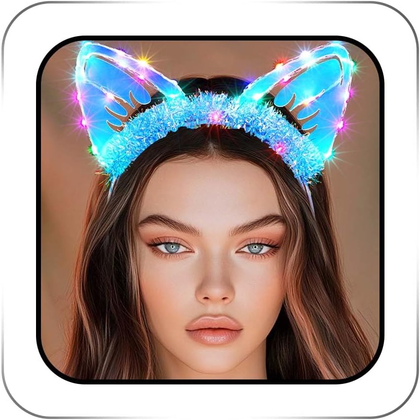 Amazon.com : ACEDRE Light Up Cat Ears Headband Glowing Led Cute ...