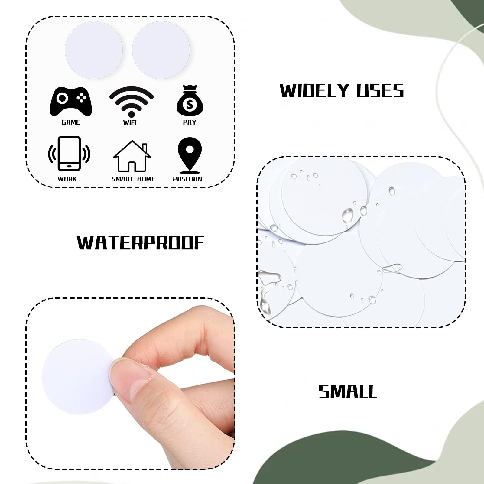 30Pcs PVC NFC Tags Waterproof Nft Tags Stick on Books Phones Walls Most ...