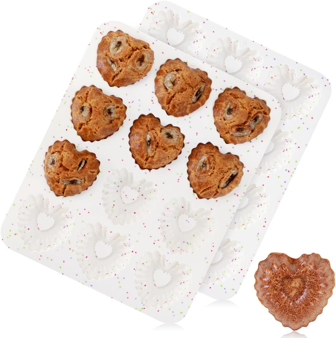 Amazon.com: SILIVO Silicone Heart Shaped Muffin Pan (2 Pack) - Nonstick ...
