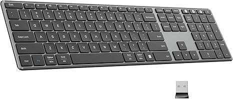 Wireless Bluetooth Keyboard Full Size, Quiet Slim Multi-Device USB ...