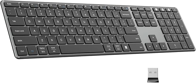 Amazon.com: AUSDOM 2.4G Wireless Bluetooth Keyboard Full Size, Quiet ...