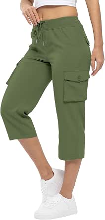Amazon.com: Generic Cargo Capris for Women with Pockets Cropped Jogger ...