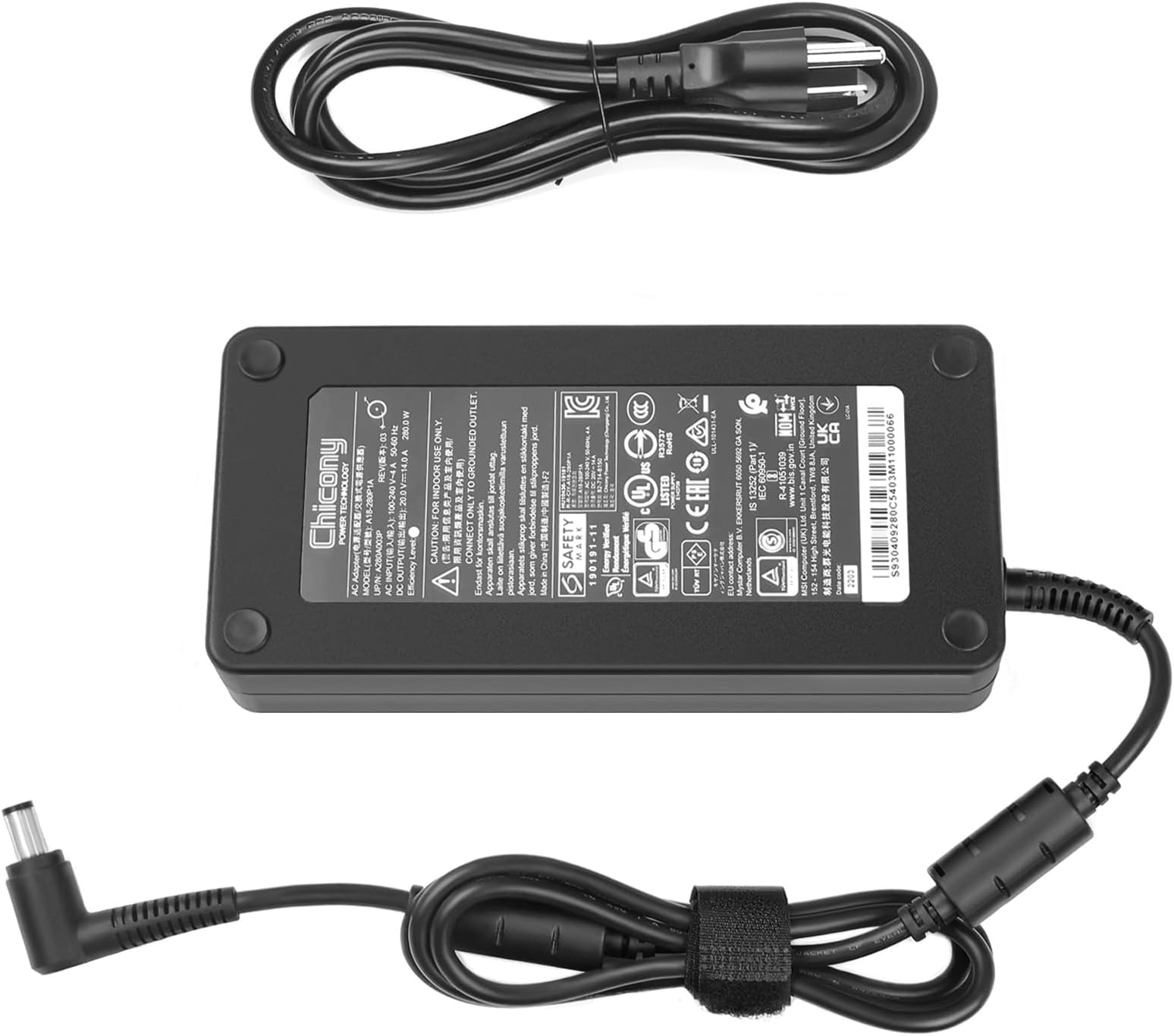 Amazon.com: 20V 14A 280W Laptop Charger for MSI GE75 GE65 GE63 GL65 ...