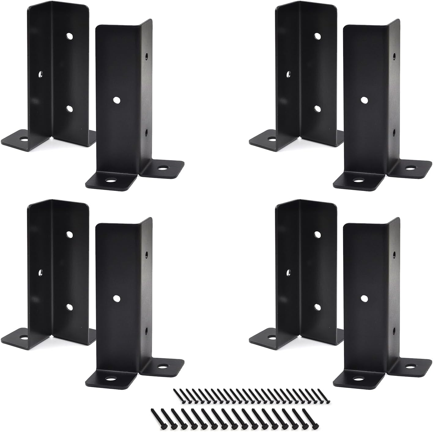 4 Set of Post Anchor Brackets Kit for Wood Fence Deck Post Anchor Base ...