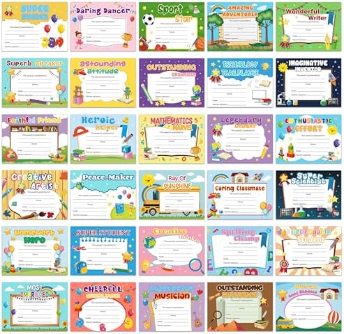 Amazon.com : EYxsaxenk School Student Award Certificates - 60Pcs End of ...