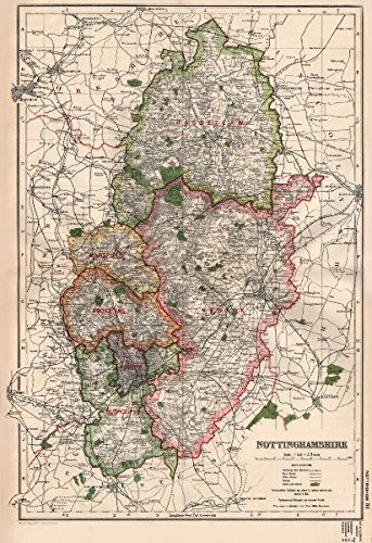 NOTTINGHAMSHIRE:Showing Parliamentary divisions,boroughs & parks.BACON ...
