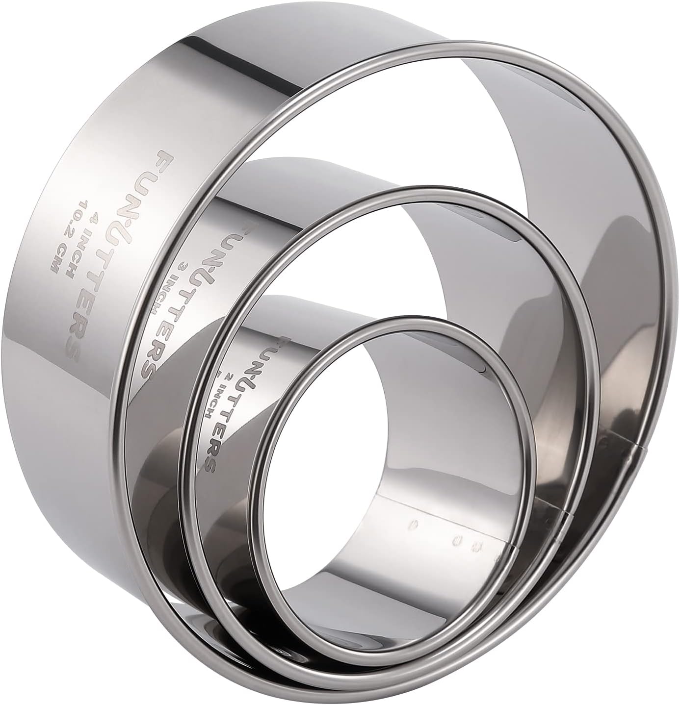 Amazon.com: Large Round Cookie Cutter Set – 4.5”,3.5”,2.5” - 3 Piece ...