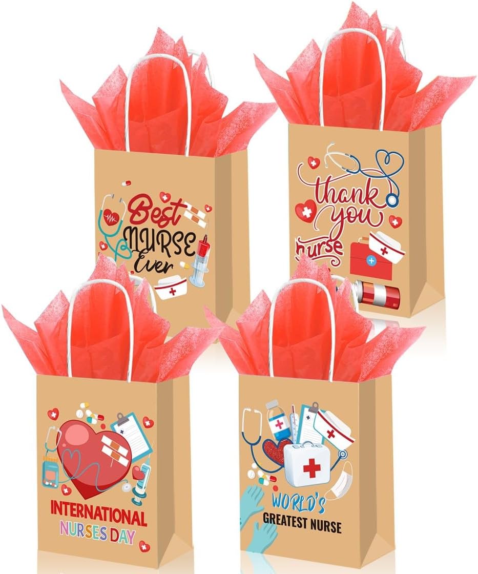 LOONELO Happy National Nurses Appreciation Week Gift Bags with Handle ...