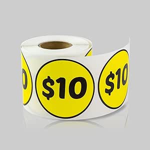 Amazon.com : 10 Dollar Sticker Labels - Perfect for Sales, Garage Sales ...