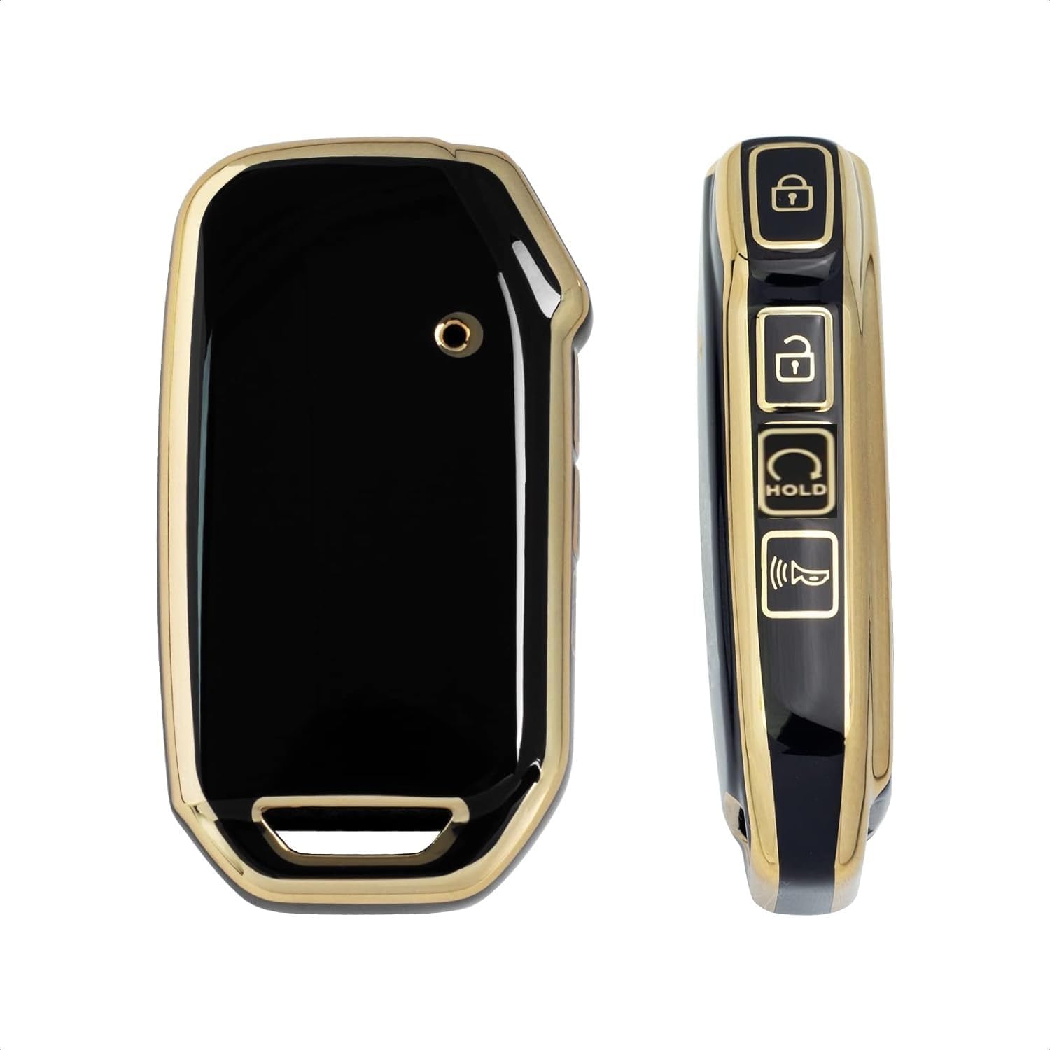JVCV® Gold Border TPU Key Cover Compatible with Kia Seltos 2023 ...