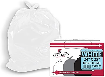 Spartano White Garbage Bags 24 x 22 Inch (500 Count), Regular Kitchen ...