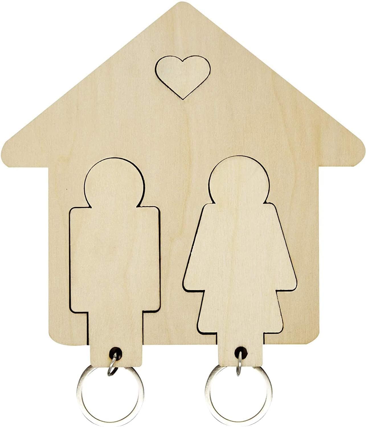 LAC Porte Clef Couple en Bois - Idee Cadeau Cremaillere Maison - Porte ...