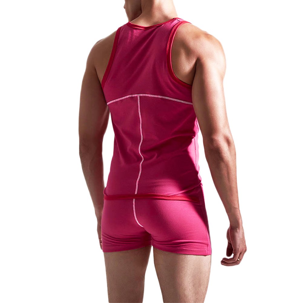 Men's One Piece Cotton Briefs Mankini Bodysuit Unitard Tank Top Sports ...