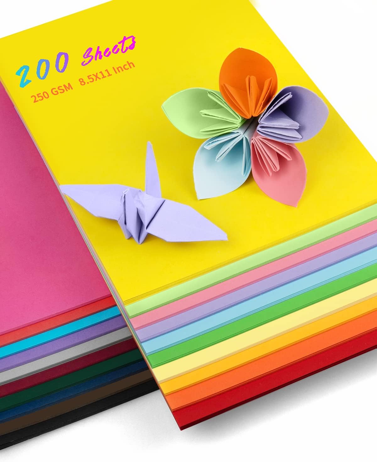 Amazon.com : Colored Cardstock 200 sheets, 8.5” x 11” Cardstock Paper ...